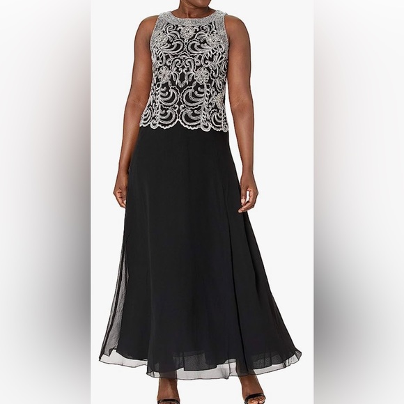 J Kara | Dresses | Long Sequin And Beaded Gown By Jkara Size 8 | Poshmark